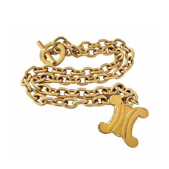 Celine | Jewelry | Celine Vintage Gold Chain Necklace With Extra Large ...